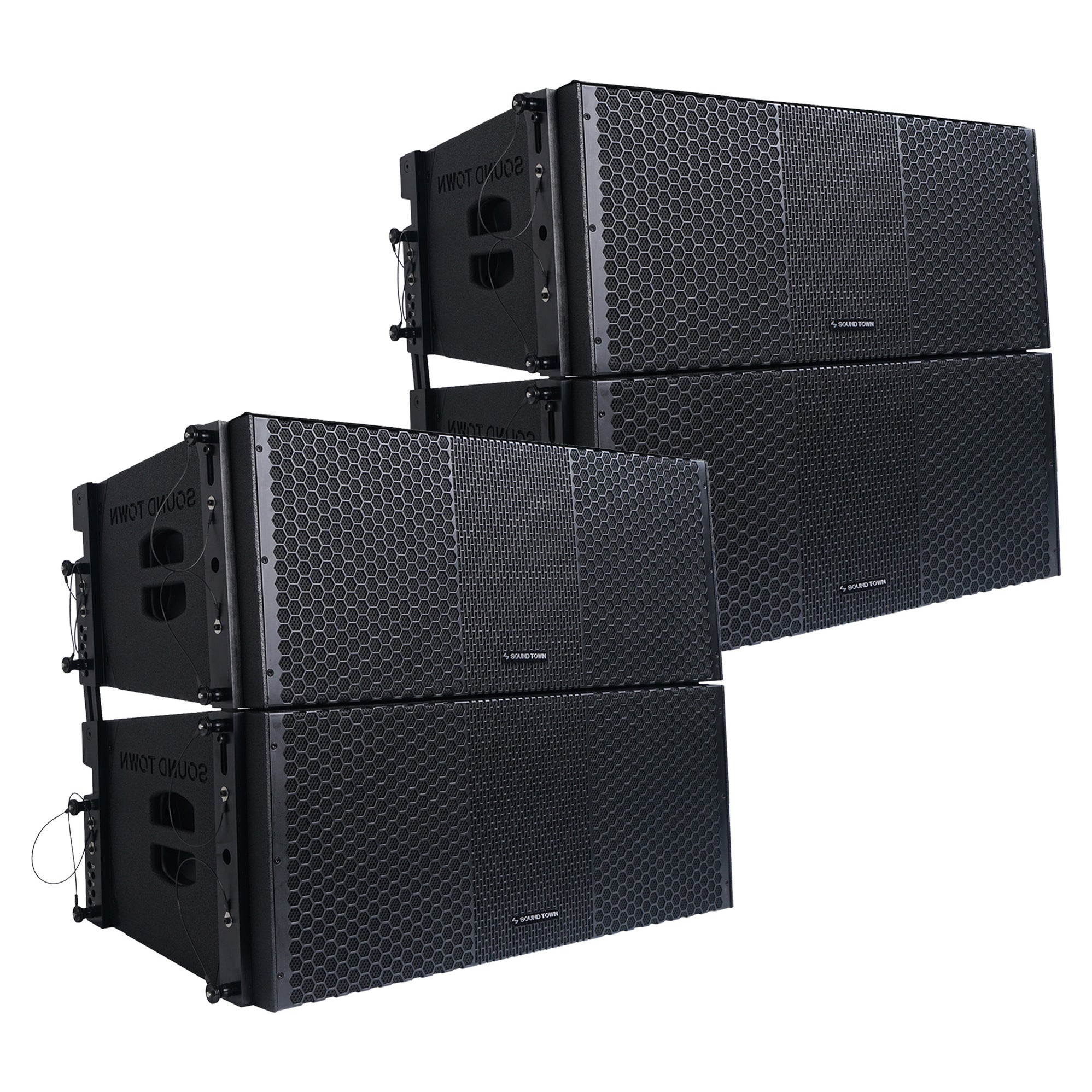 ZETHUS-210B-2PAIRS | Four Dual 10-inch Line Array Speaker System, Black ...